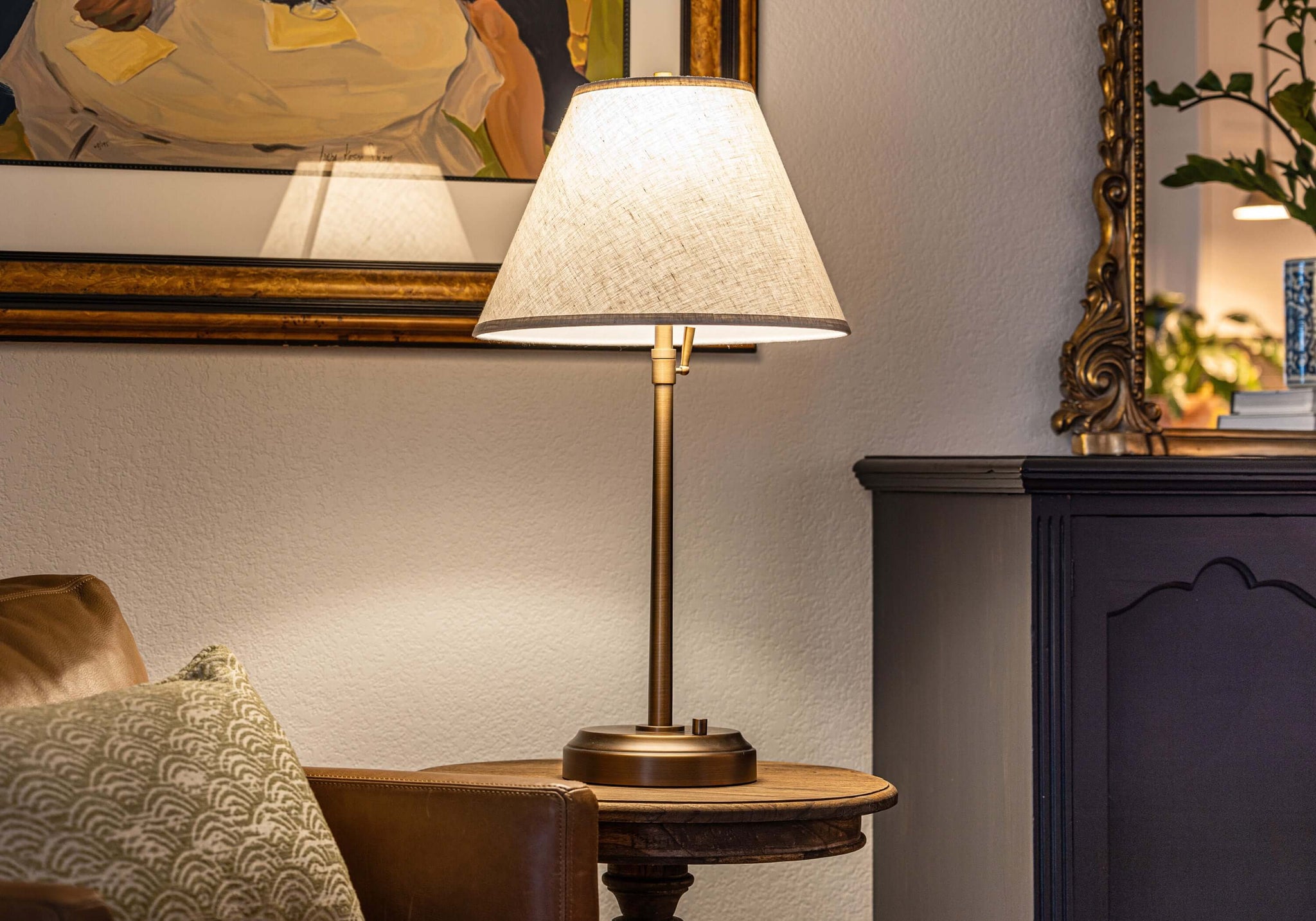 Alexis Cordless Table Lamp - Dark Antique Brass Empire Shade