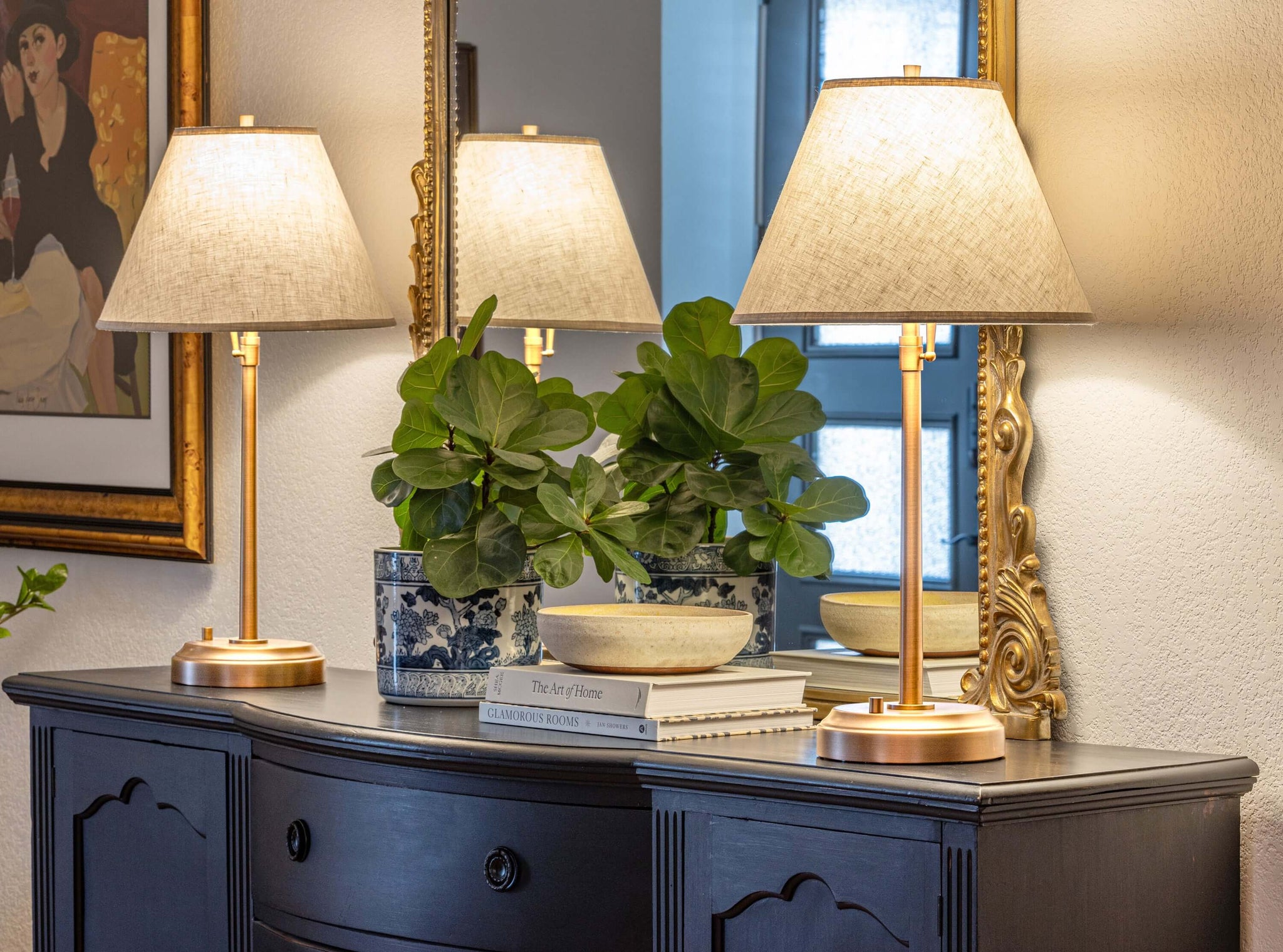 Alexis Cordless Table Lamp - Antique Brass with Empire Shade