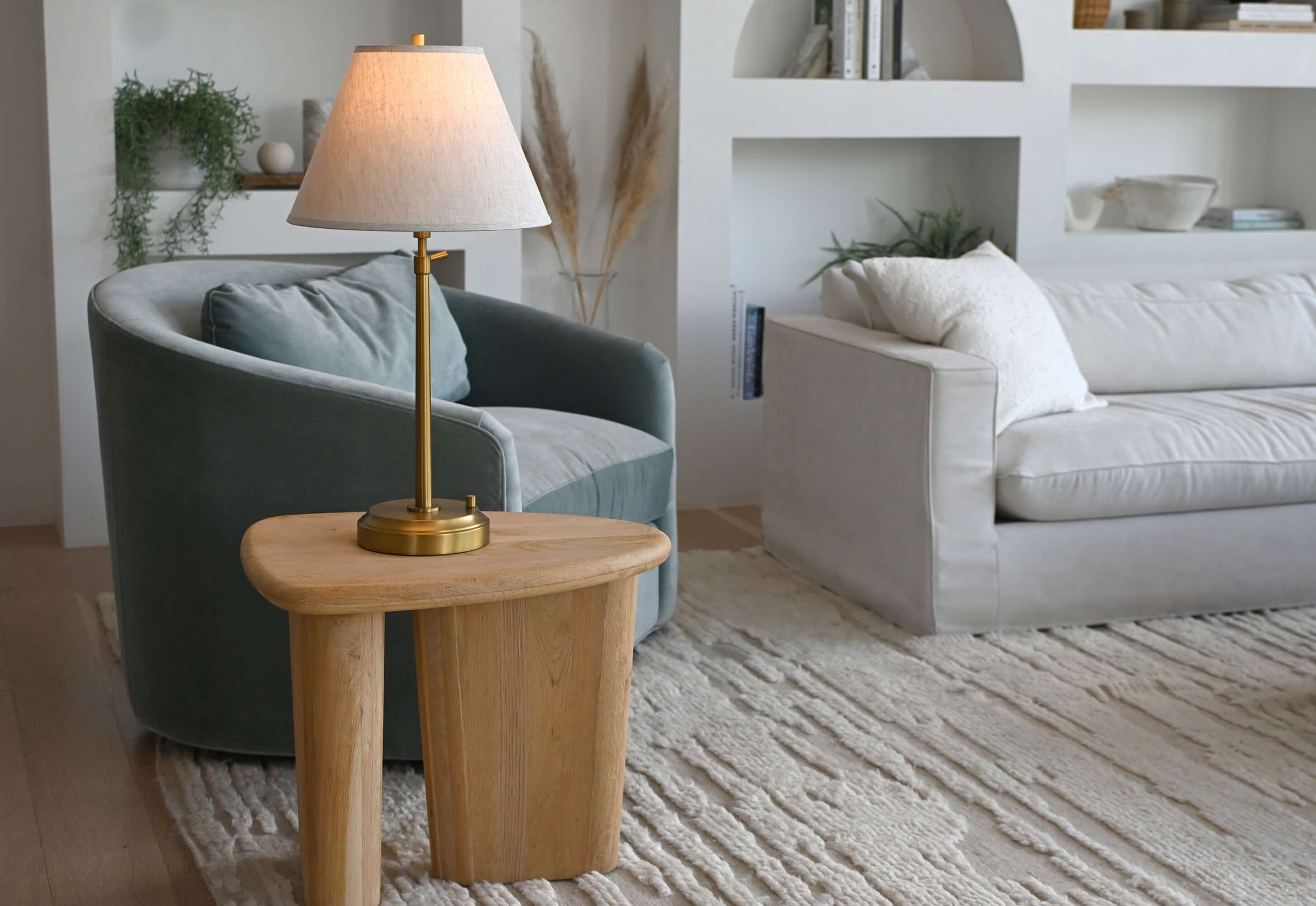 Alexis Cordless Table Lamp - Antique Brass with Empire Shade