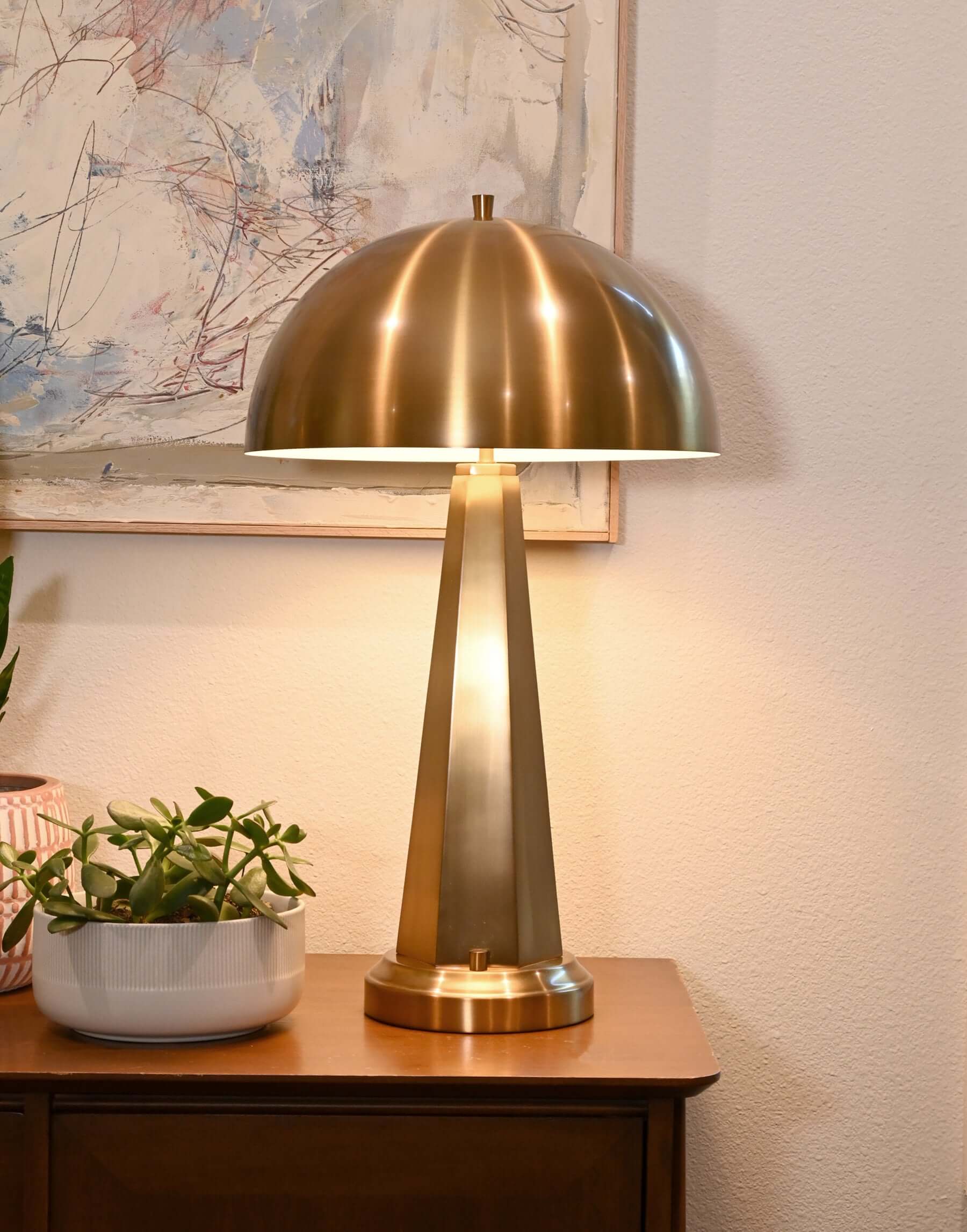 Chaplan Cordless Table Lamp - Antique Brass with Dome Shade